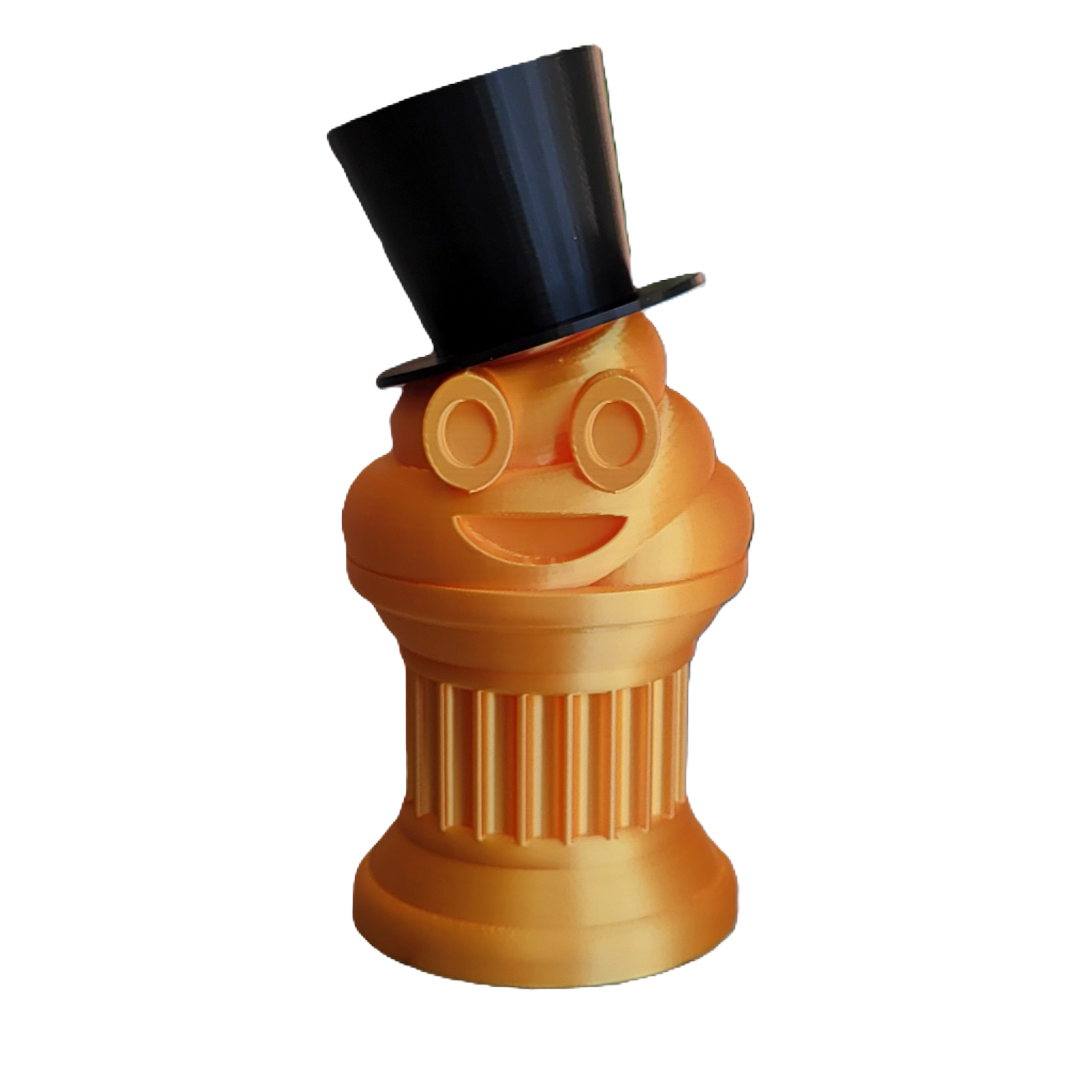 Znet3D Gentlemen Poop Emoji Trophy – Elegant Black Top Hat on Poop Emo